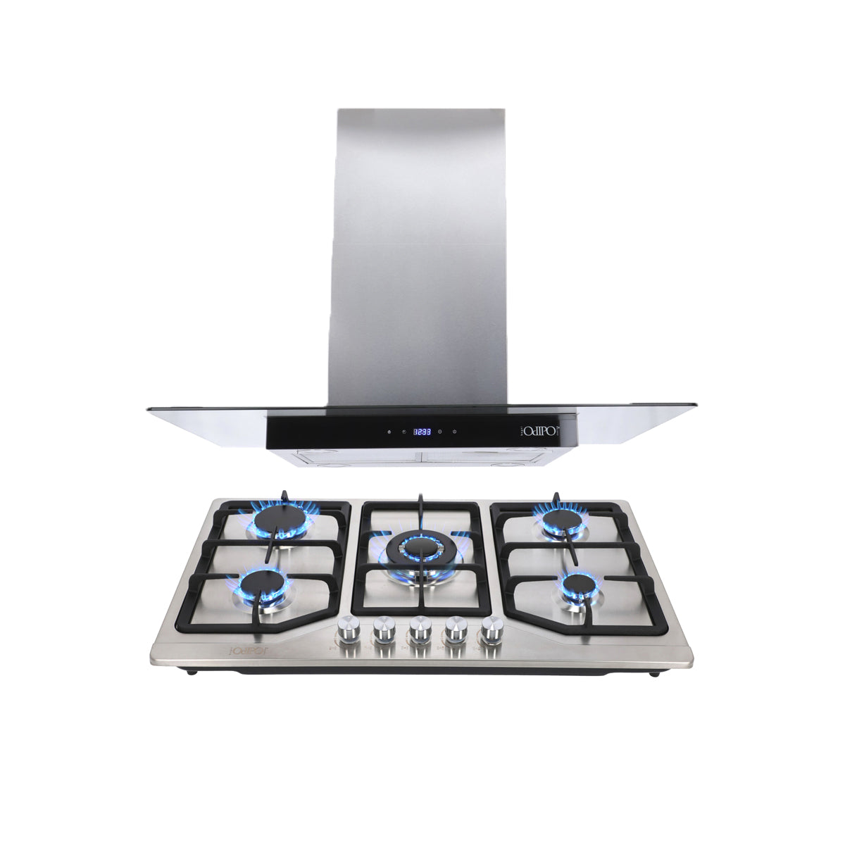 Campana de cocina de isla digital cristal recto 90cm Fordex + Parrilla ...